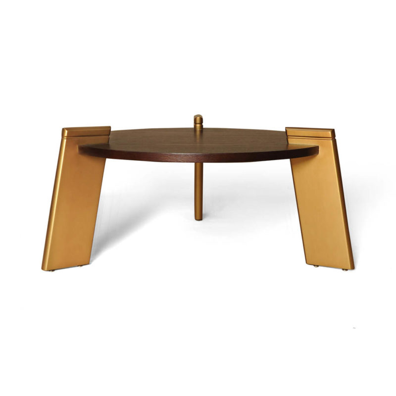 Wood Tables | Dark Brown Coffee Table | Round With Gold Legs