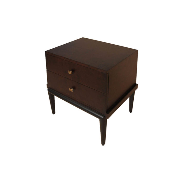 Dark Brown Bedside Table | Wooden 2 Drawer Table