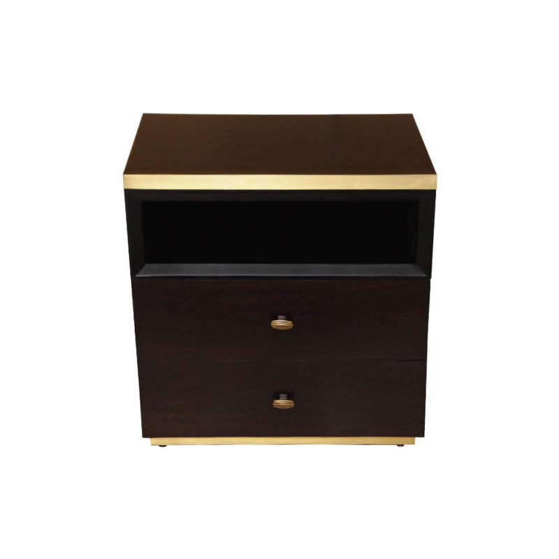 Bedside Table With Drawer And Shelf | Dark Brown Wood Table