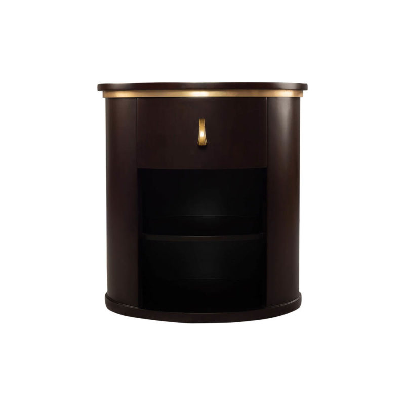 Dark Brown Tables | Oval Bedside Table | Brass Bedside Table