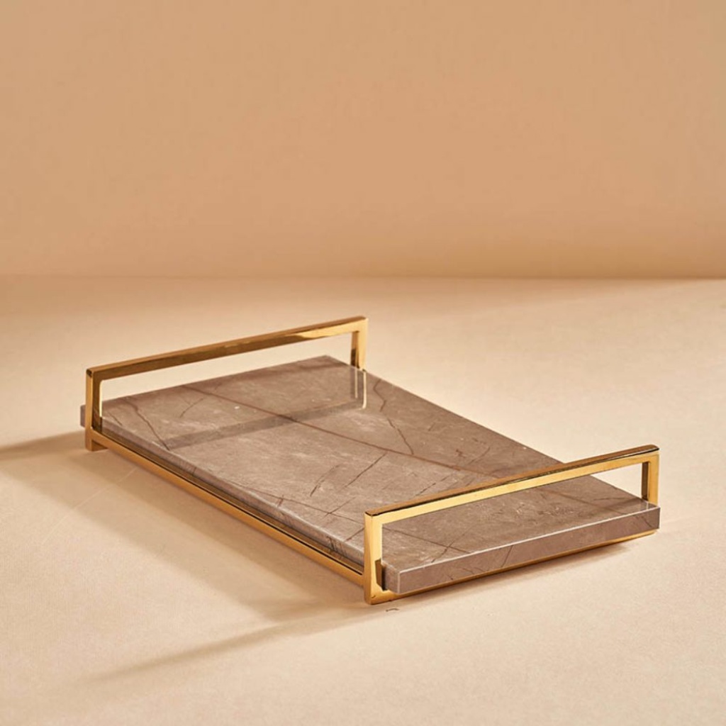 Silver Display Tray with Black Marble Top - Englanderline
