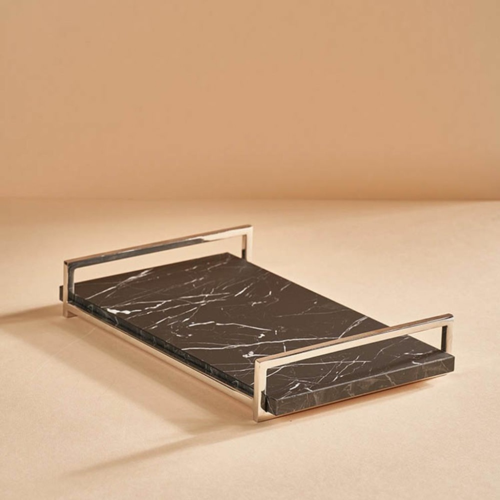 Silver Display Tray with Black Marble Top – Englanderline