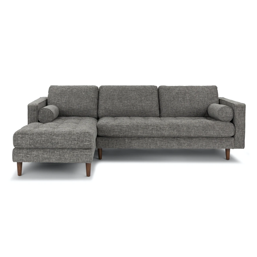 Barcelona Upholstered Briar Gray Fabric Corner Sofa - Englanderline 2025