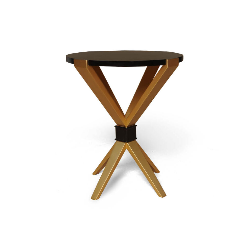 BonBon Round Dark Brown and Gold Cross Leg Side Table – Englanderline