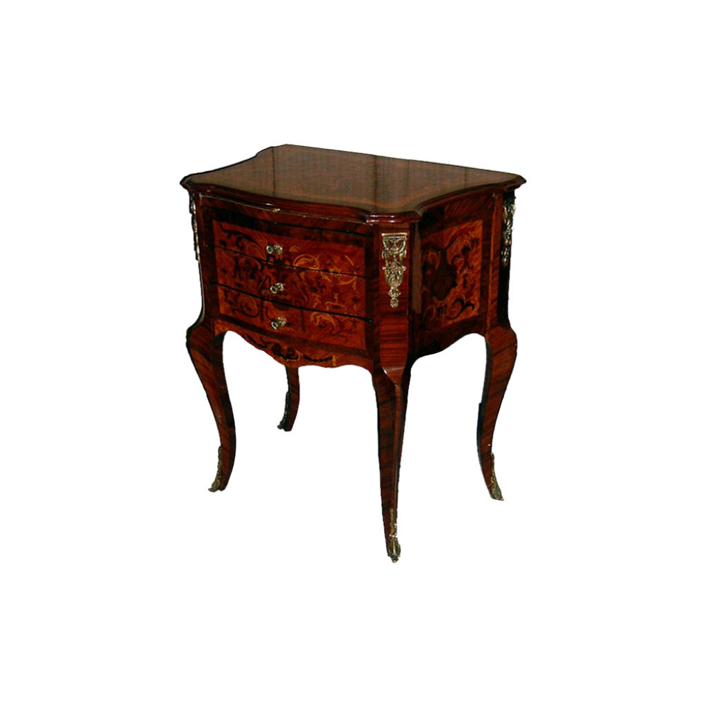 Eliseo Antique Marquetry Chest with 3 Drawers and Brass Ornament ...