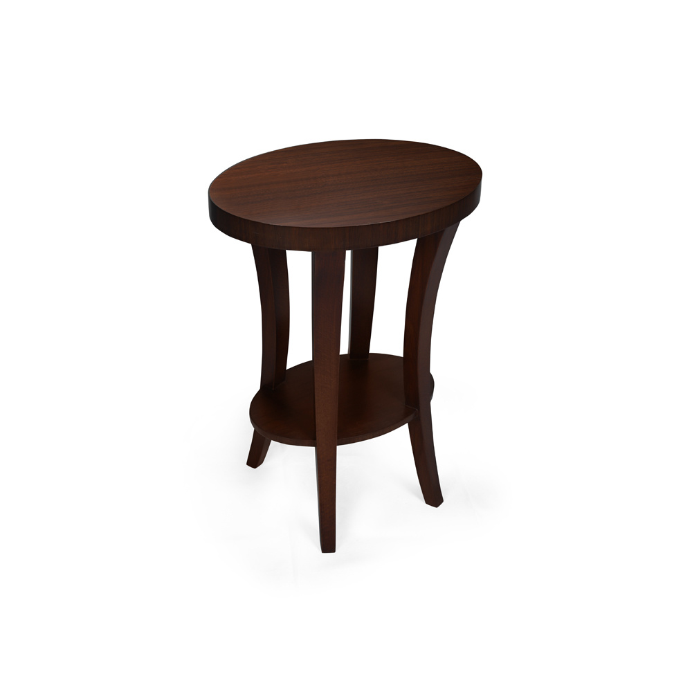 Gael Oval Dark Wood Side Table with Shelf - Englanderline 2025