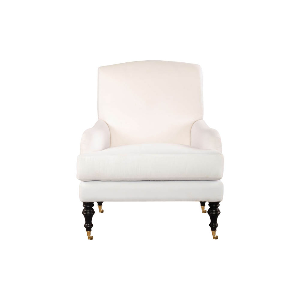 Warlus Upholstered High Back Armchair with Brass Inlay – Englanderline